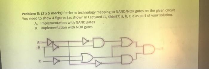 Solved Problem 3: (2 x 5 marks) Perform technology mapping | Chegg.com