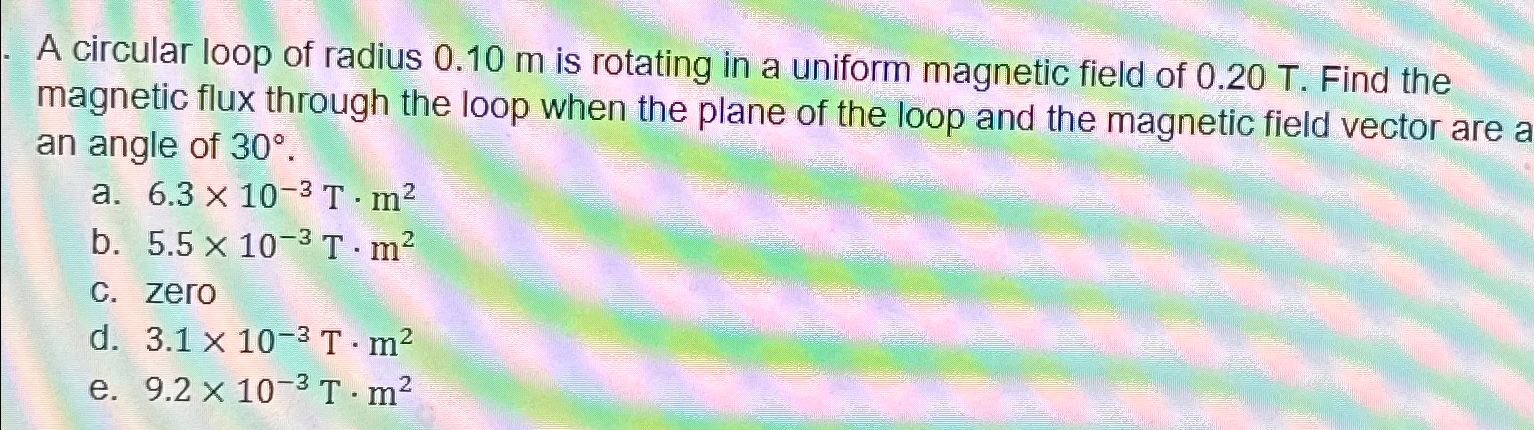 Solved A circular loop of radius 0.10m ﻿is rotating in a | Chegg.com
