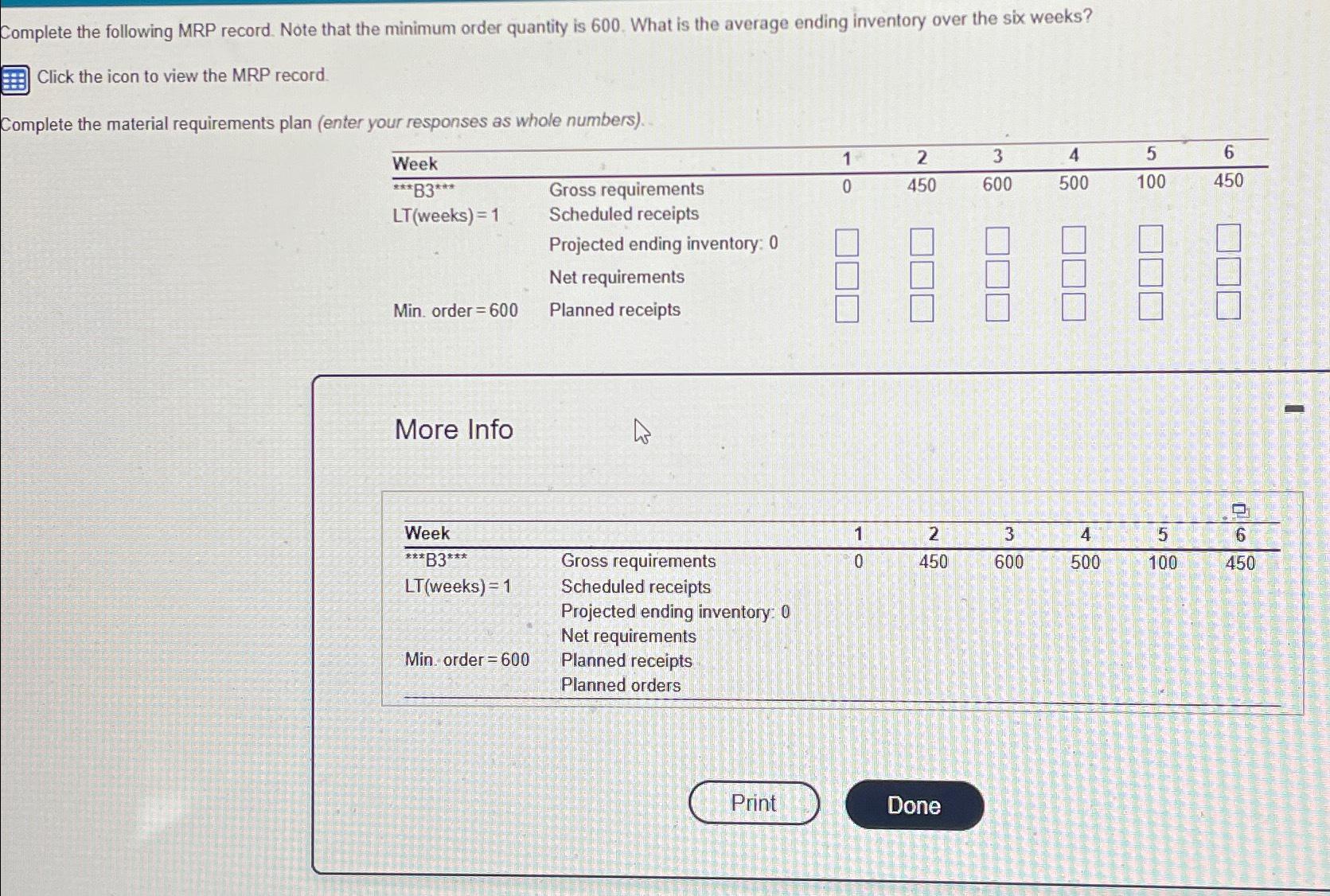Solved Complete the following MRP record. Note that the | Chegg.com
