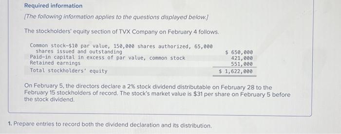 Solved Record the declaration of a 2% stock dividend. Note: | Chegg.com