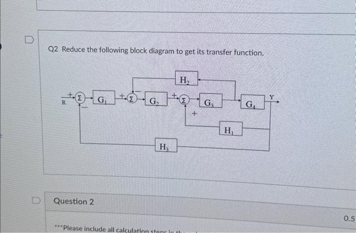 Solved Q2 Reduce the following block diagram to get its | Chegg.com