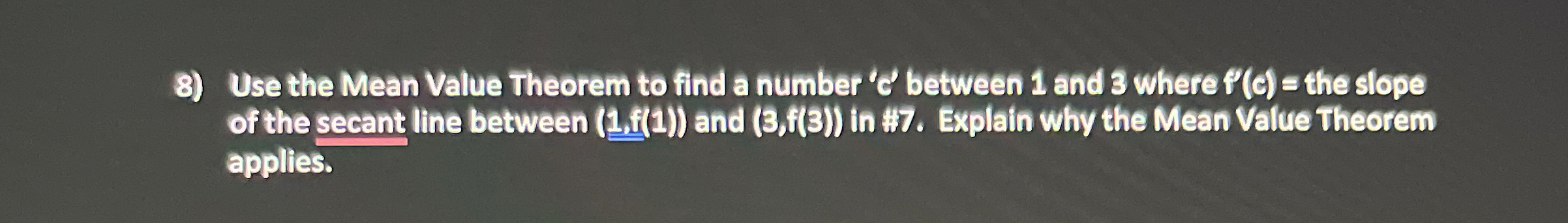 Use the Mean Value Theorem to find a number' C ' | Chegg.com