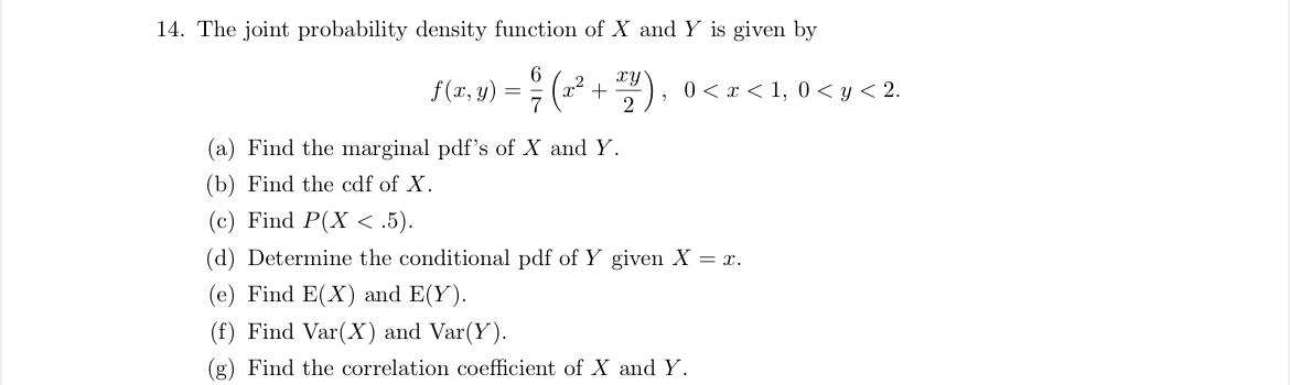Solved The joint probability density function of x ﻿and Y | Chegg.com