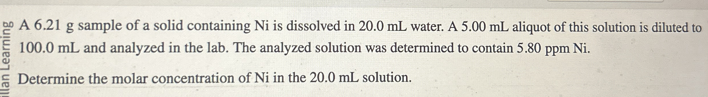Solved A 6.21 ﻿g sample of a solid containing Ni is | Chegg.com