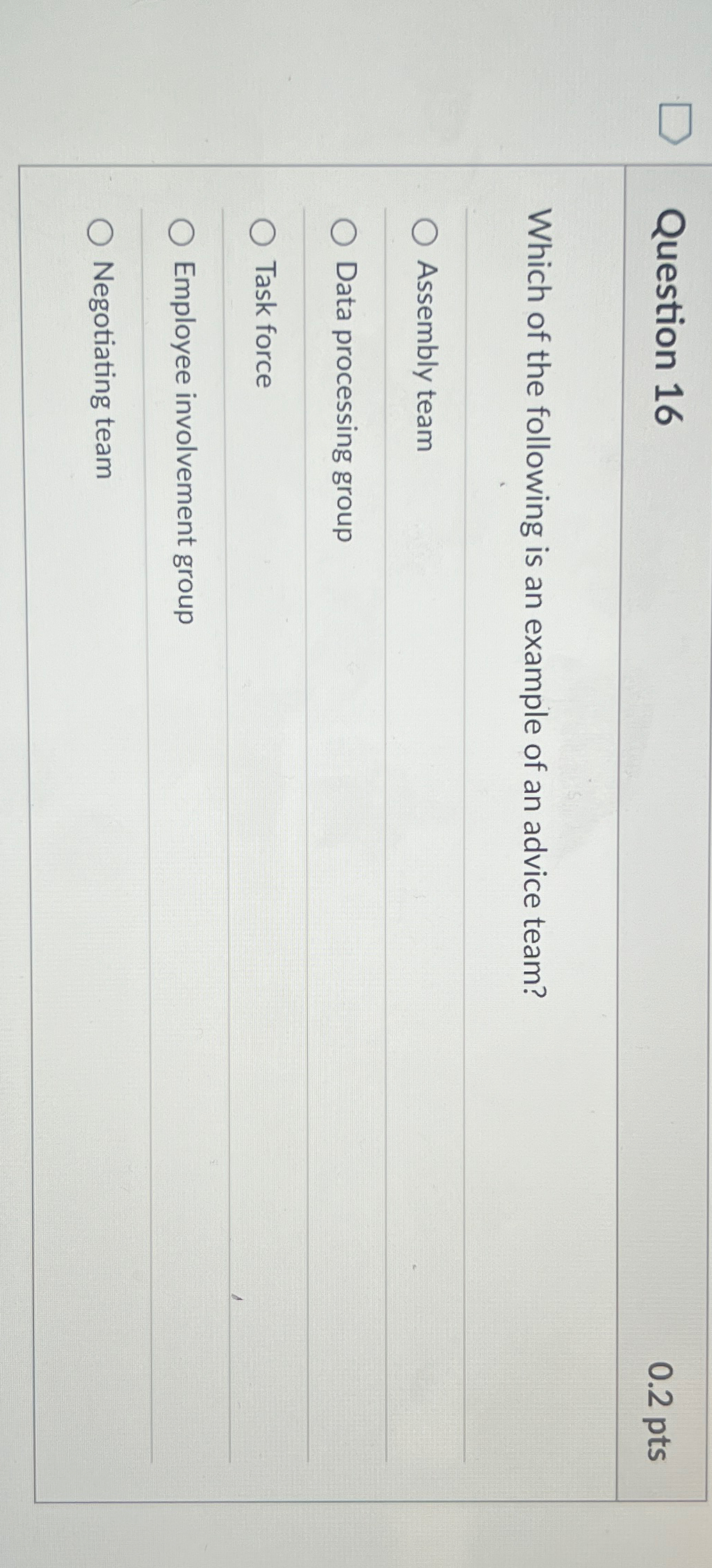 Solved Question 160.2ptsWhich of the following is an example | Chegg.com