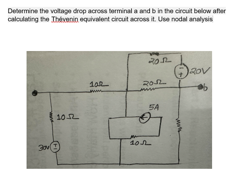 Determine the voltage drop across terminal a and b | Chegg.com