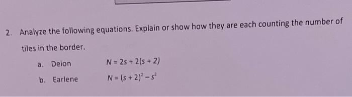 2. Analyze the following equations. Explain or show | Chegg.com