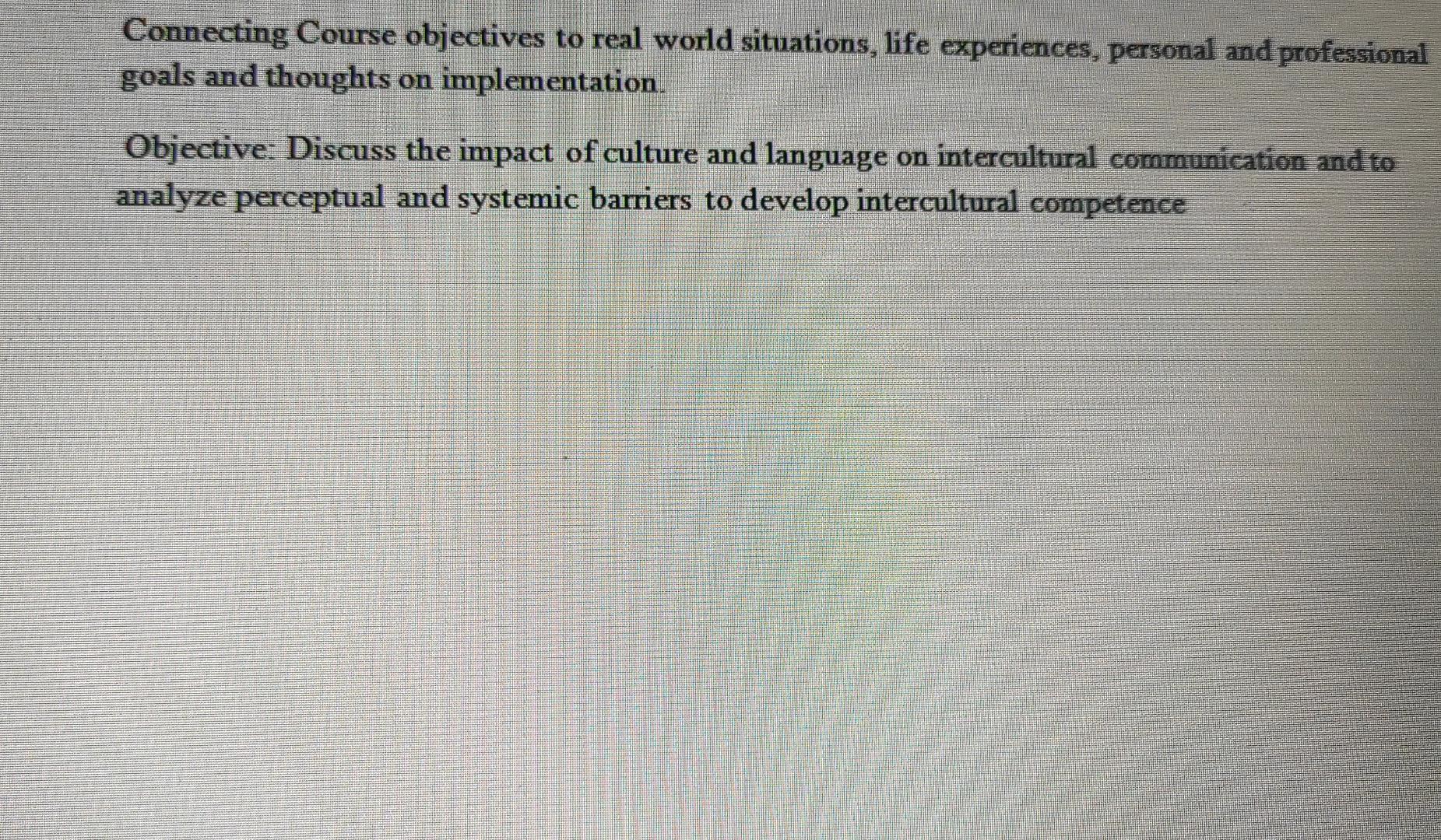 Connecting Course objectives to real world | Chegg.com