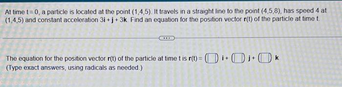 Solved At time t=0, a particle is located at the point | Chegg.com