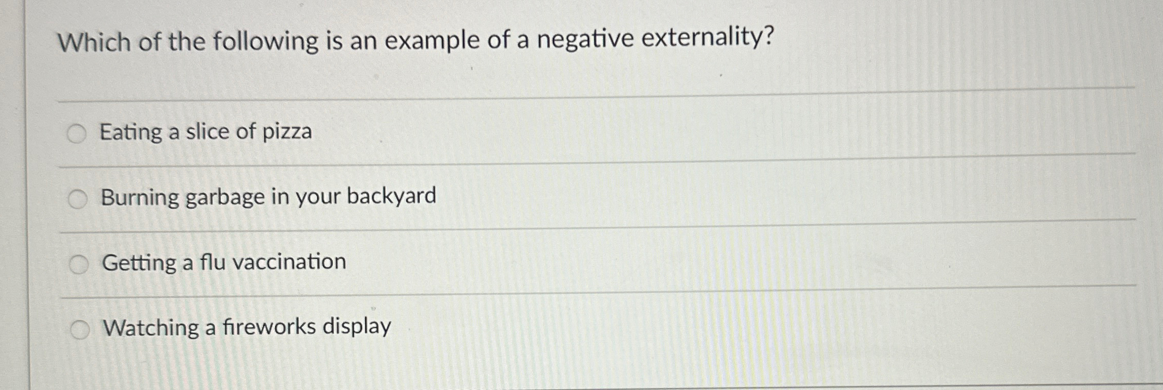 Solved Which of the following is an example of a negative | Chegg.com
