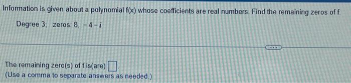 Solved Information is given about a polynomial f(x) whose | Chegg.com