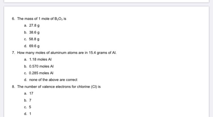 Introduction to Chemistry Exam II 1. True or False | Chegg.com