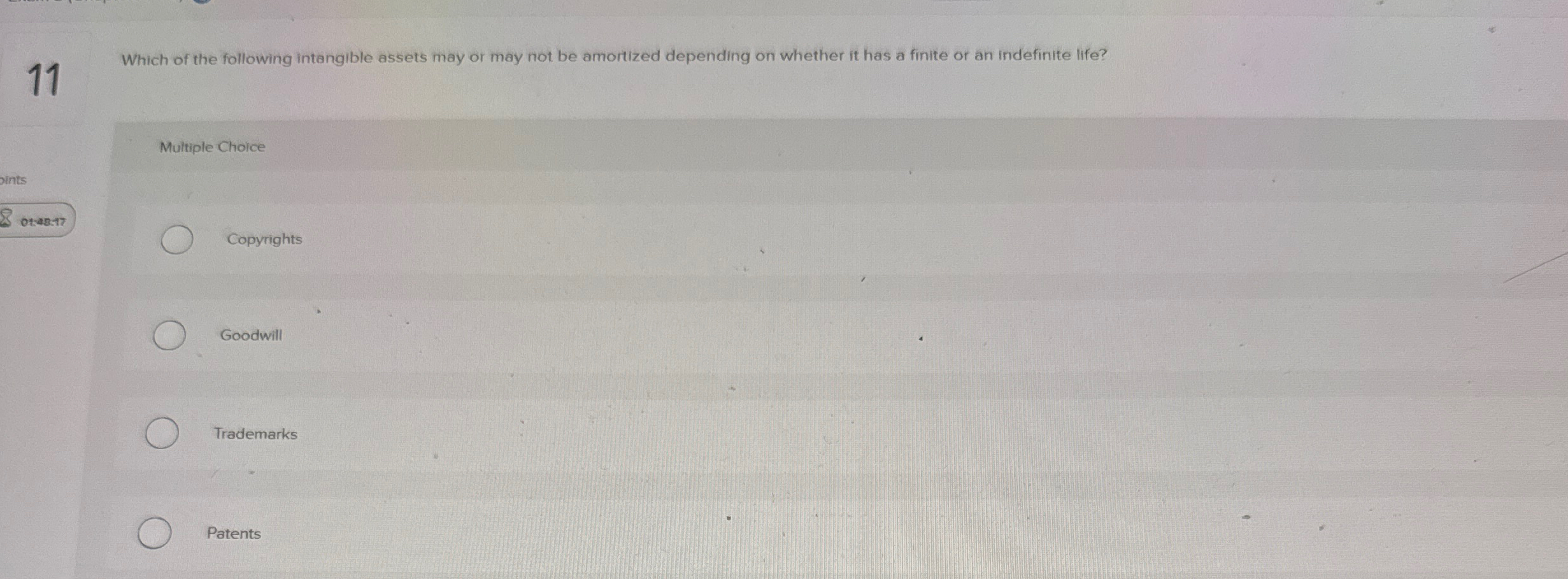 Solved 11 ﻿Which of the following intangible assets may or | Chegg.com