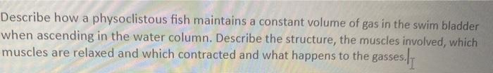 Solved Describe how a physoclistous fish maintains a | Chegg.com