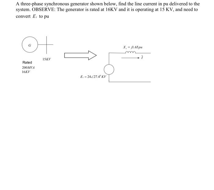 Solved A three-phase synchronous generator shown below, find | Chegg.com