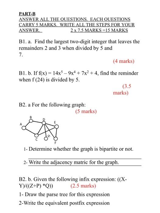 Solved PART-B ANSWER ALL THE QUESTIONS. EACH QUESTIONS CARRY | Chegg.com
