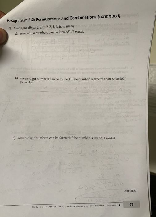 Solved Assignment 1.2: Permutations and Combinations | Chegg.com