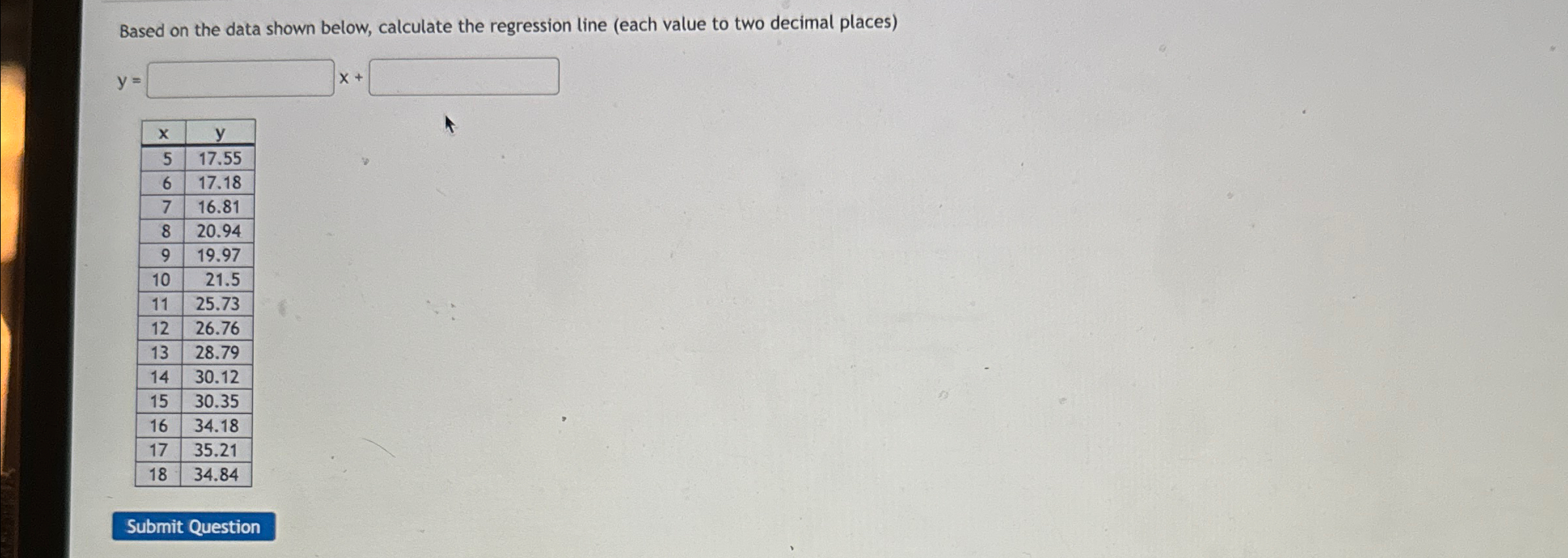 Solved Based on the data shown below, calculate the | Chegg.com