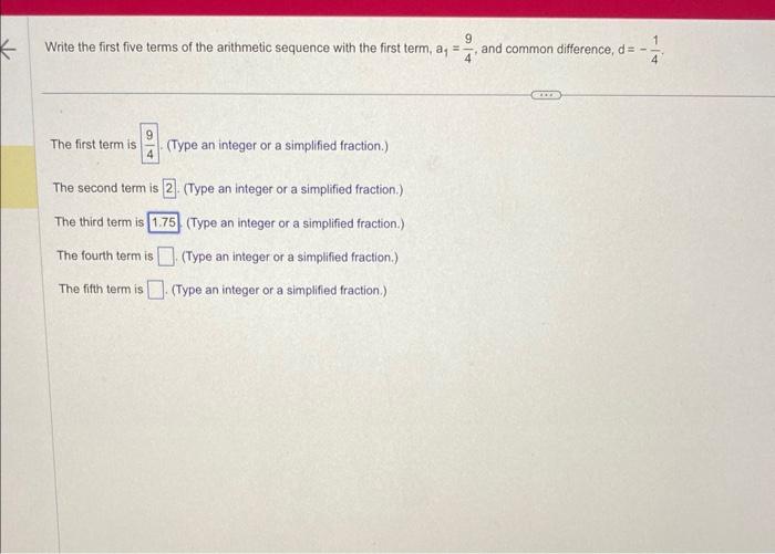 Solved Write the first five terms of the arithmetic sequence | Chegg.com