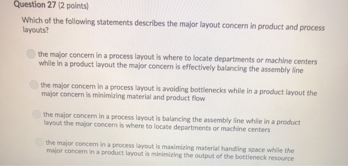 Solved Question 27 (2 points) Which of the following | Chegg.com