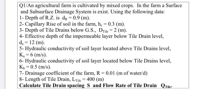 Solved Q1/An agricultural farm is cultivated by mixed crops. | Chegg.com