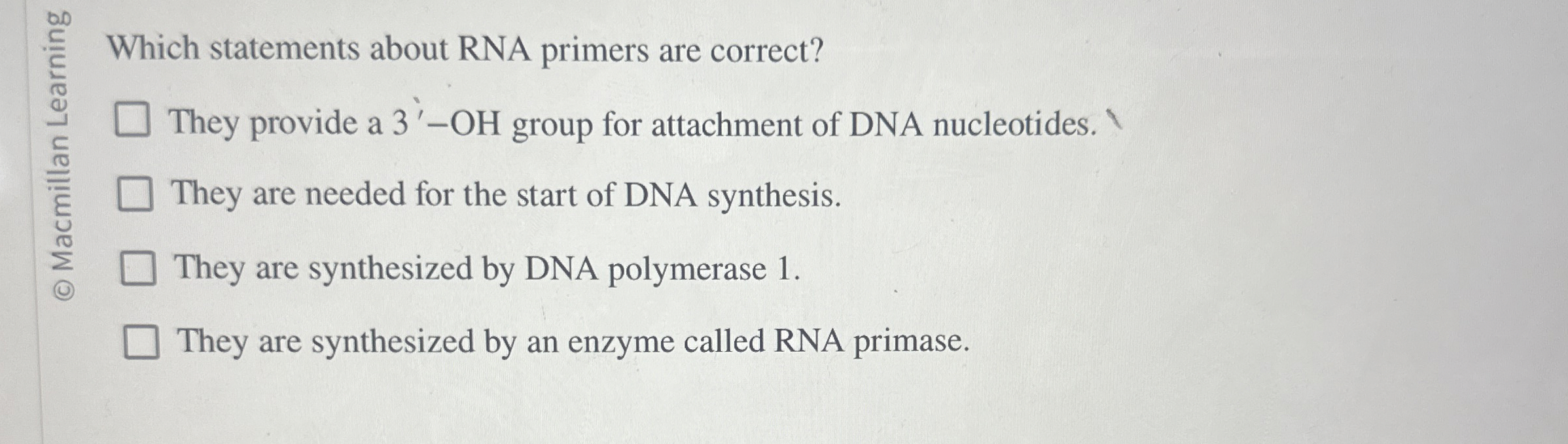Solved Which statements about RNA primers are correct?They | Chegg.com