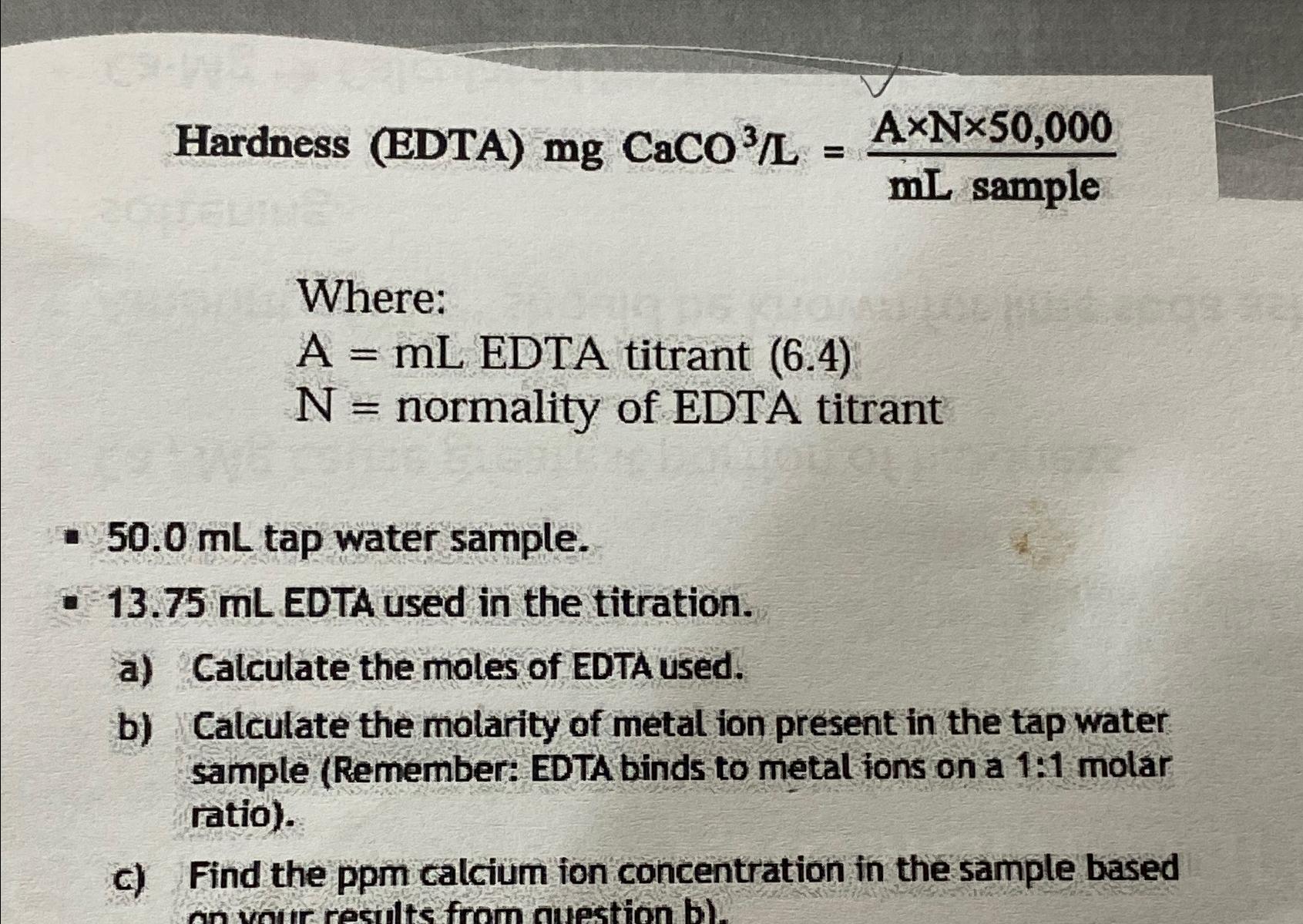 Solved Hardness (EDTA) | Chegg.com