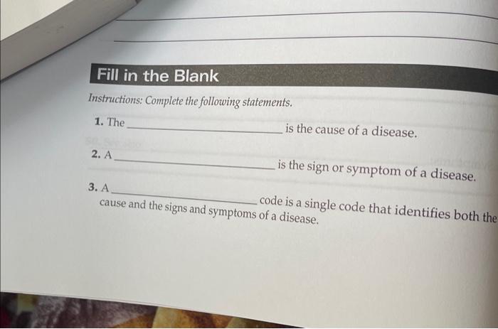 Fill in the Blank Instructions: Complete the | Chegg.com