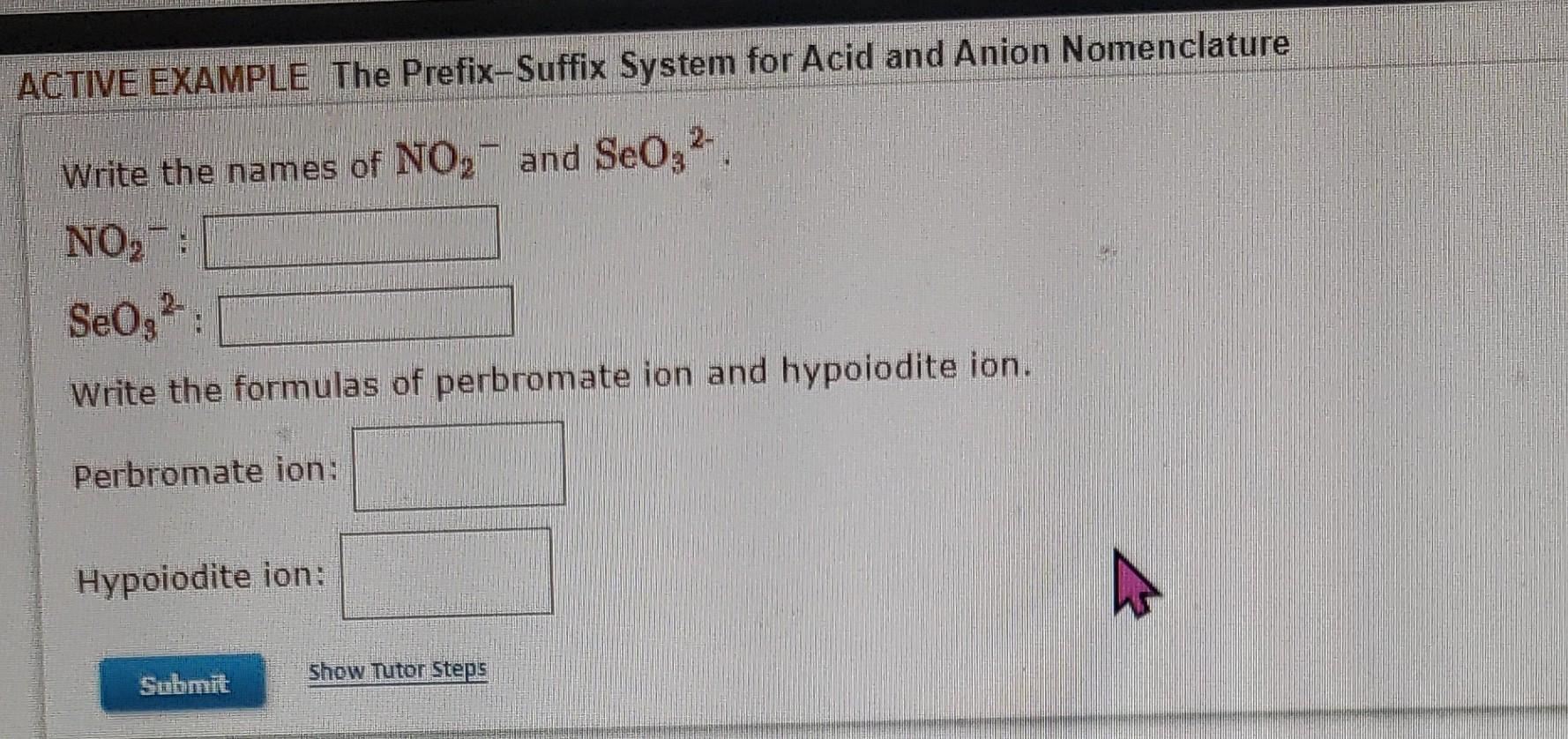 Solved ACTIVE EXAMPLE The Prefix-Suffix System for Acid and | Chegg.com