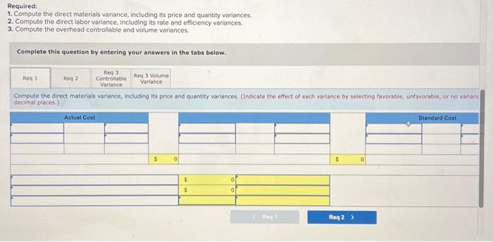 Solved Required: 1. Compute the direct materials variance, | Chegg.com