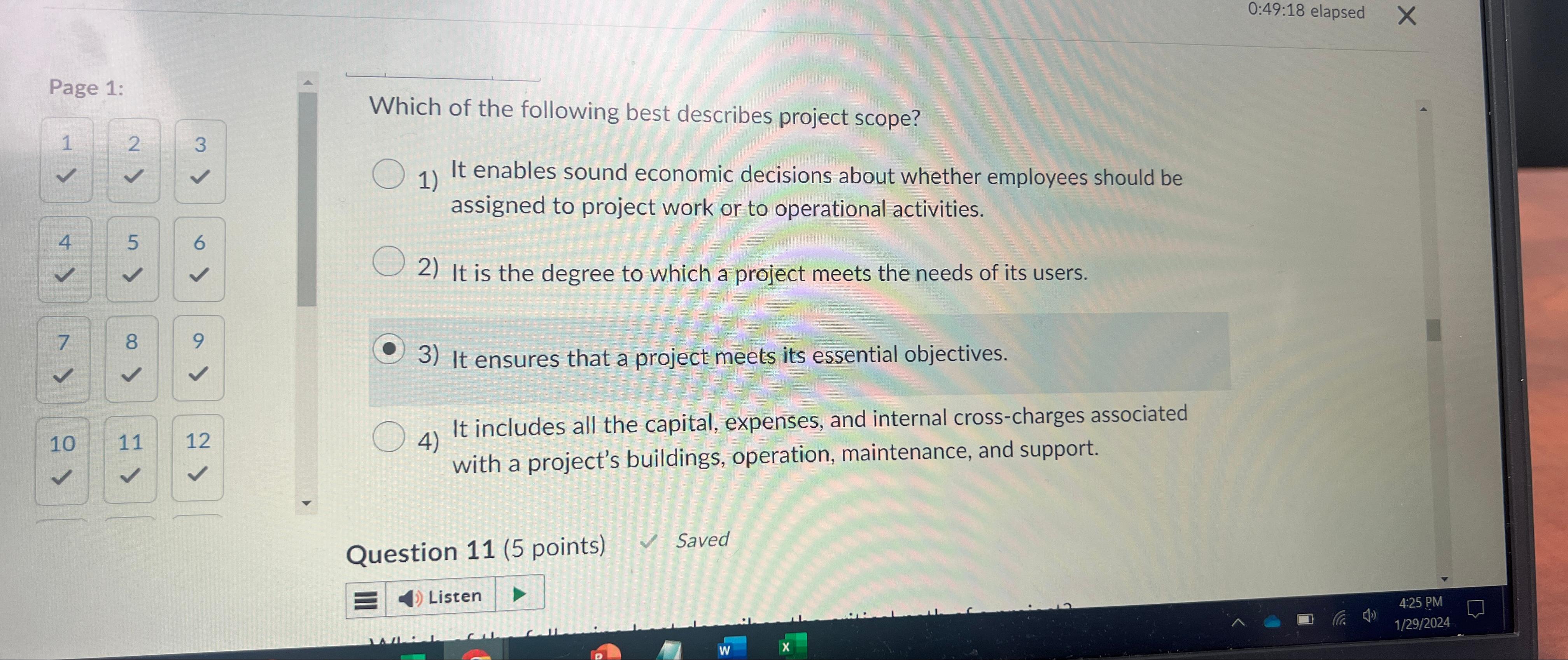 Solved Which of the following best describes project | Chegg.com