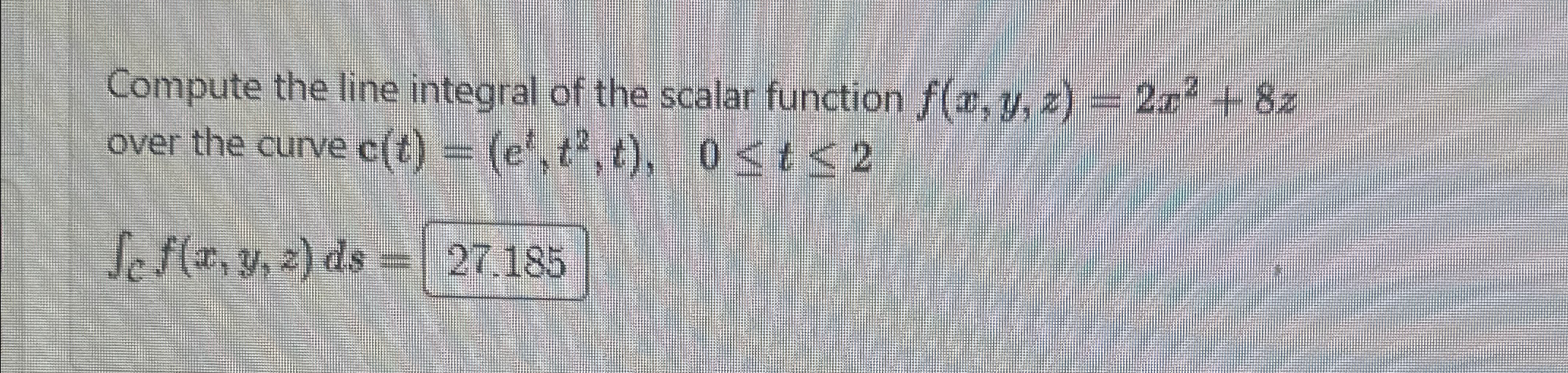 Solved Compute the line integral of the scalar function | Chegg.com