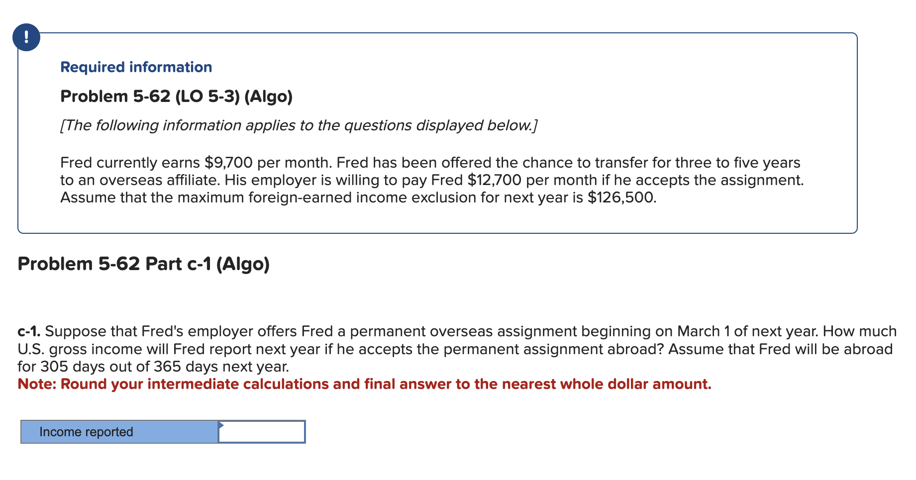Solved \( ! \)Required informationProblem 5-62 (LO | Chegg.com