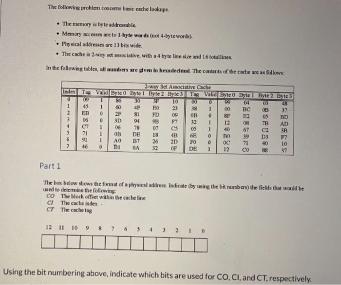 Solved The following problem concerns basic cache lookups. • | Chegg.com