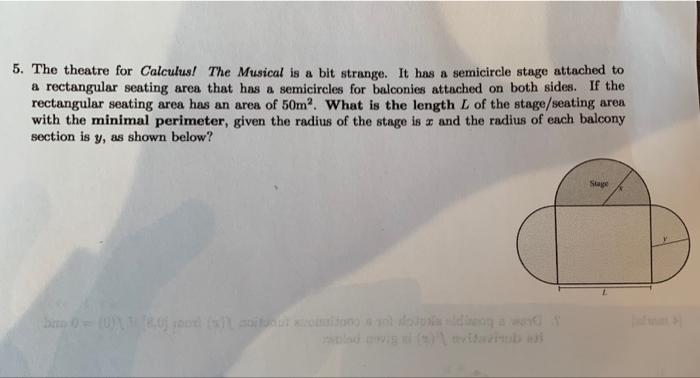 Solved 5. The theatre for Calculus! The Musical is a bit | Chegg.com