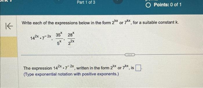 Solved Write each of the expressions below in the form 2kx | Chegg.com