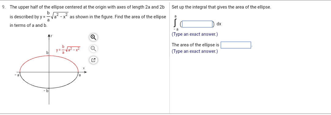 Solved The upper half of the ellipse centered at the origin | Chegg.com