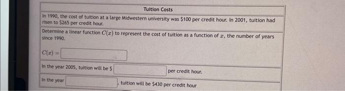 Solved Tuition Costs In 1990, the cost of tuition at a large | Chegg.com