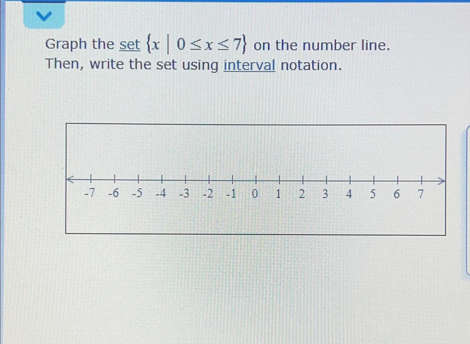 Solved Graph the set {x|0≤x≤7} ﻿on the number line.Then, | Chegg.com