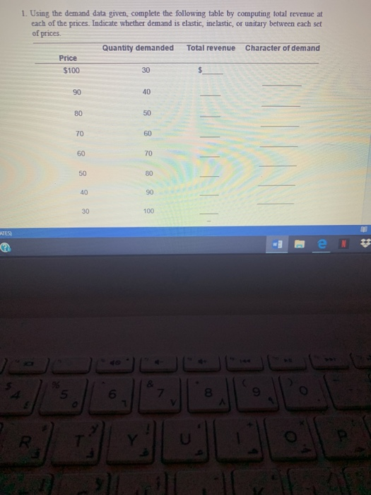 Solved 1. Using the demand data given, complete the | Chegg.com