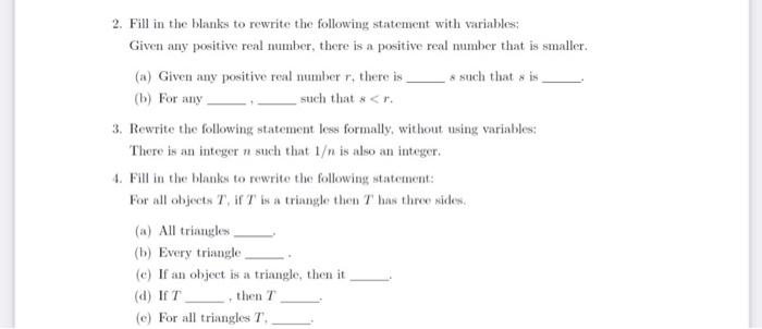 Solved 2. Fill in the blanks to rewrite the following | Chegg.com
