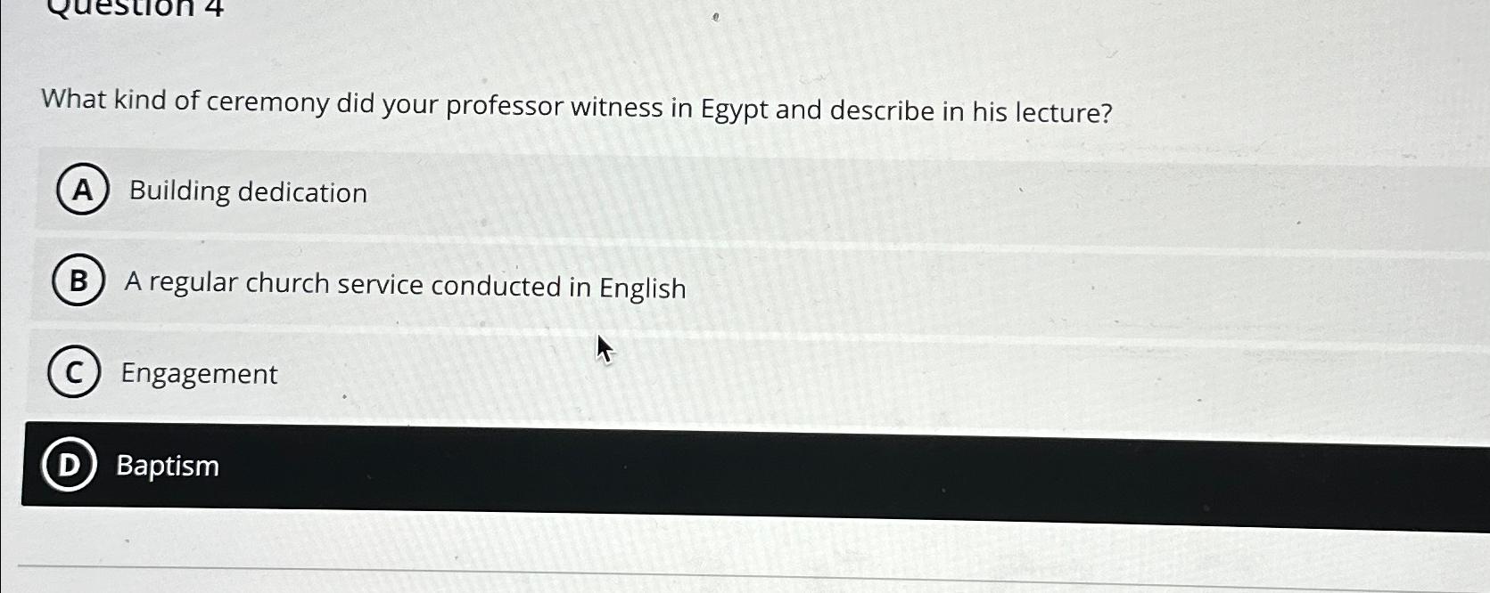 Solved What kind of ceremony did your professor witness in | Chegg.com