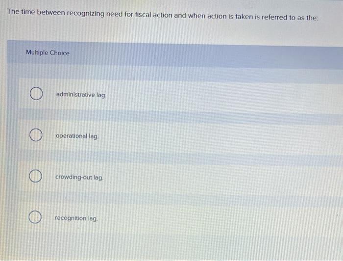 Solved The time between recognizing need for fiscal action | Chegg.com