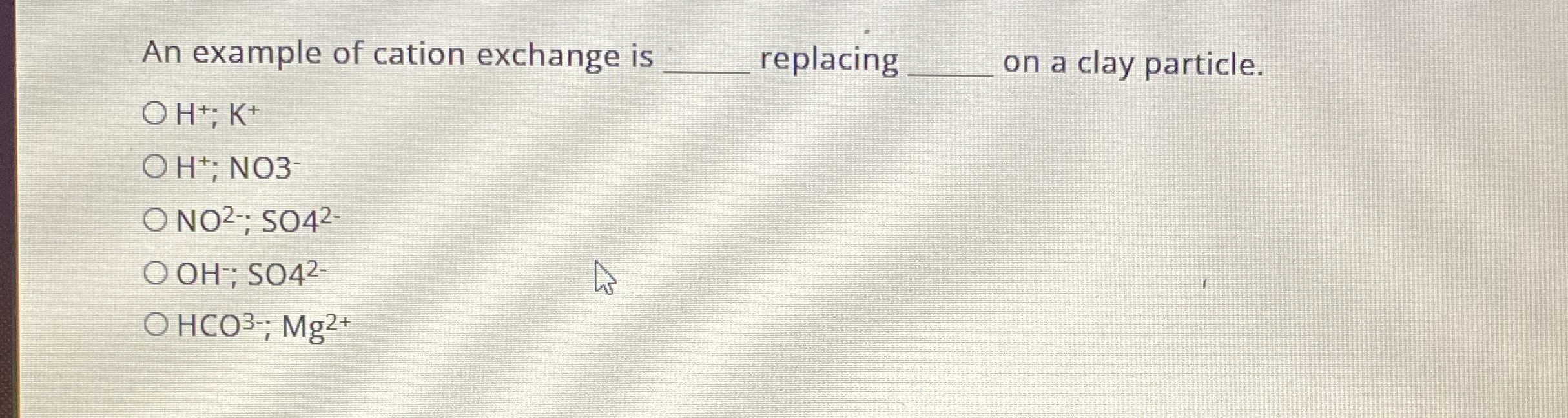 Solved An example of cation exchange is q, ﻿replacing q,on a | Chegg.com