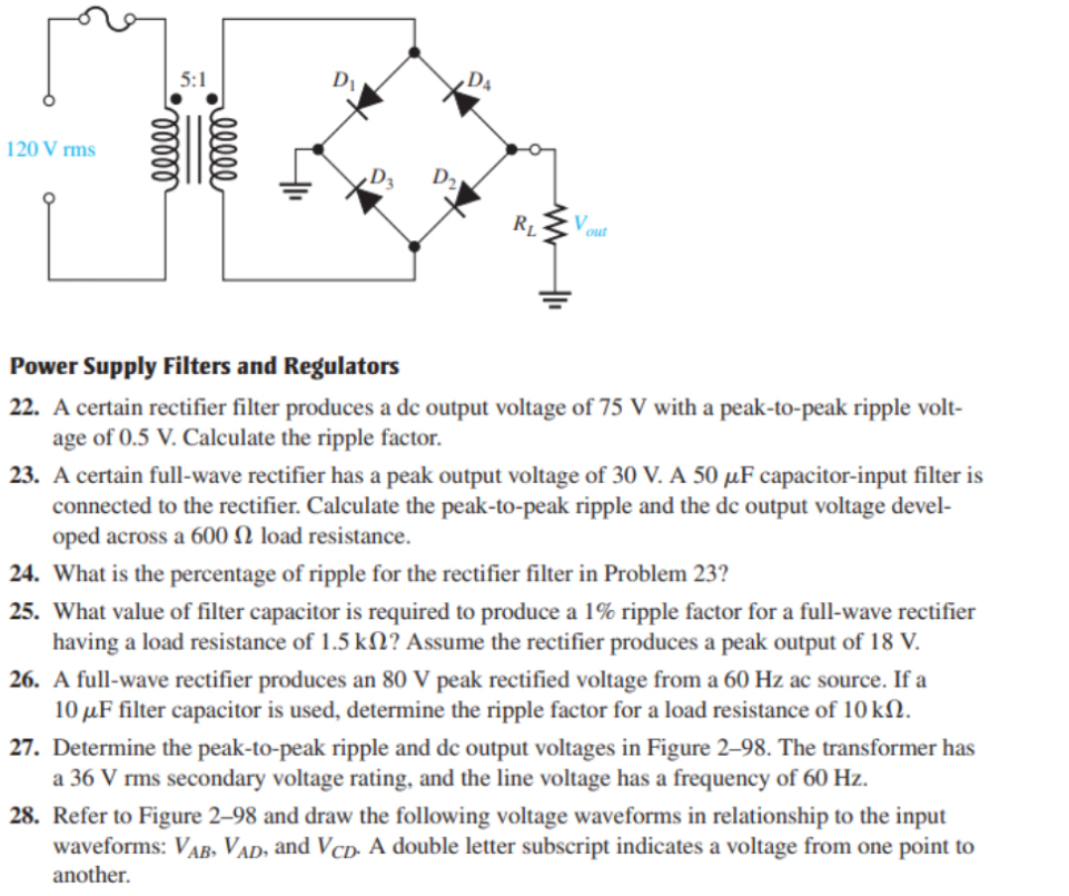 Solved Power Supply Filters and Regulators22. ﻿A certain | Chegg.com