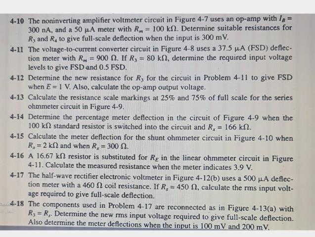 Solved 4-10 The noninverting amplifier voltmeter circuit in | Chegg.com