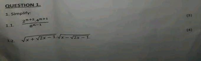 Solved 1. Simplify: 1.1. 8n−12n+24n+1 2.2. x+2x−1⋅x−2x−1 | Chegg.com