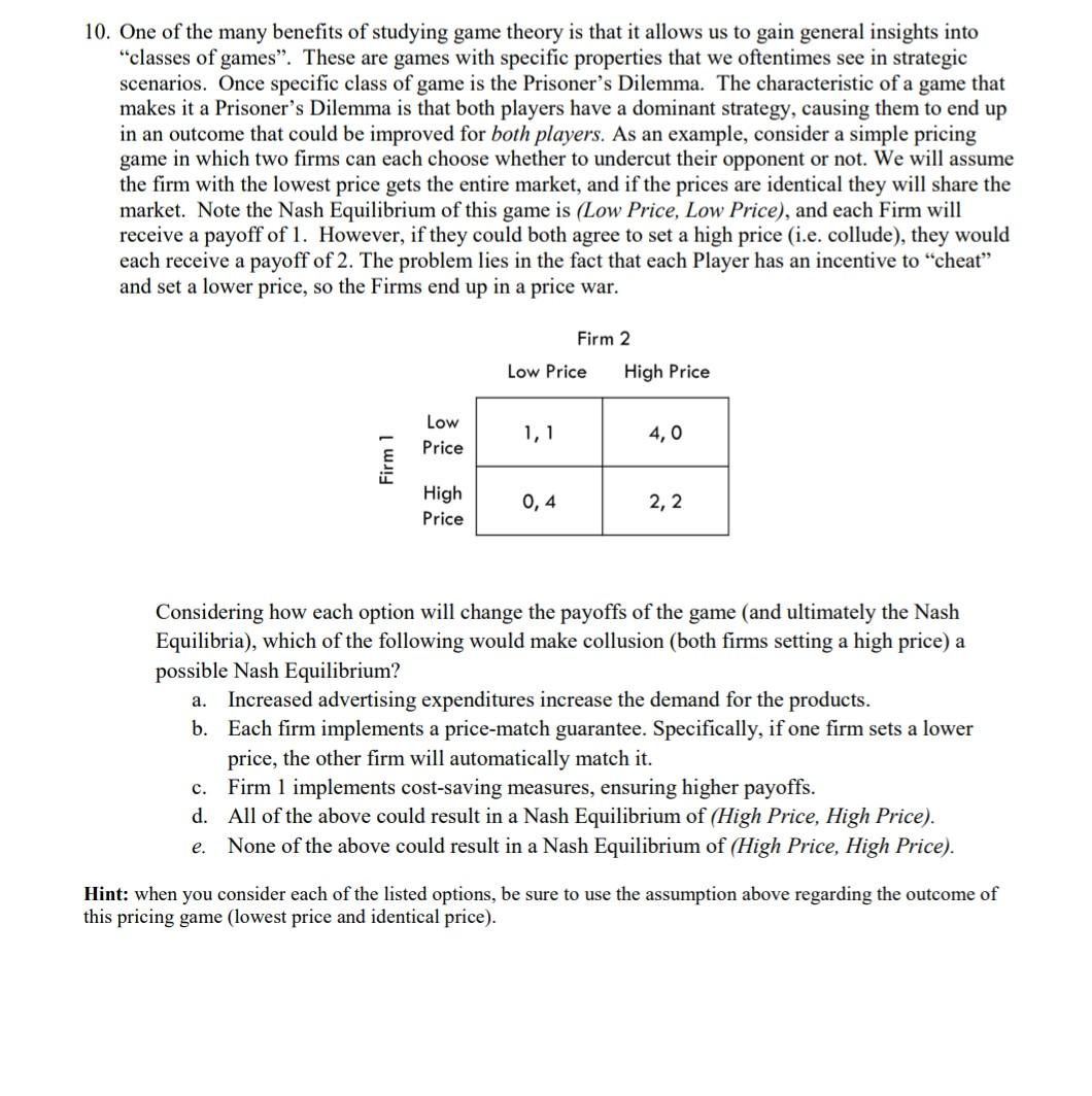 Solved For the payoff matrix below, consider a sequential | Chegg.com