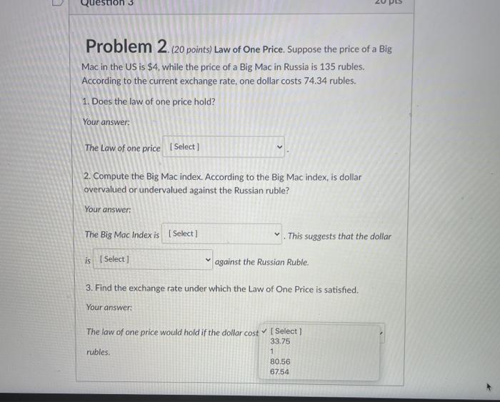 Solved all parts relate to one problem provided drop down | Chegg.com
