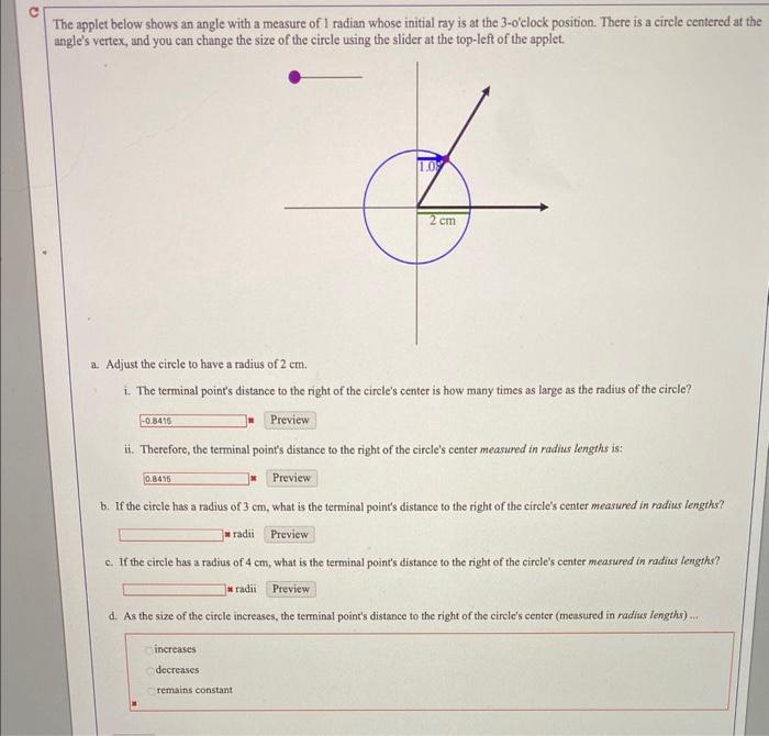 Solved The applet below shows an angle with a measure of 1 | Chegg.com